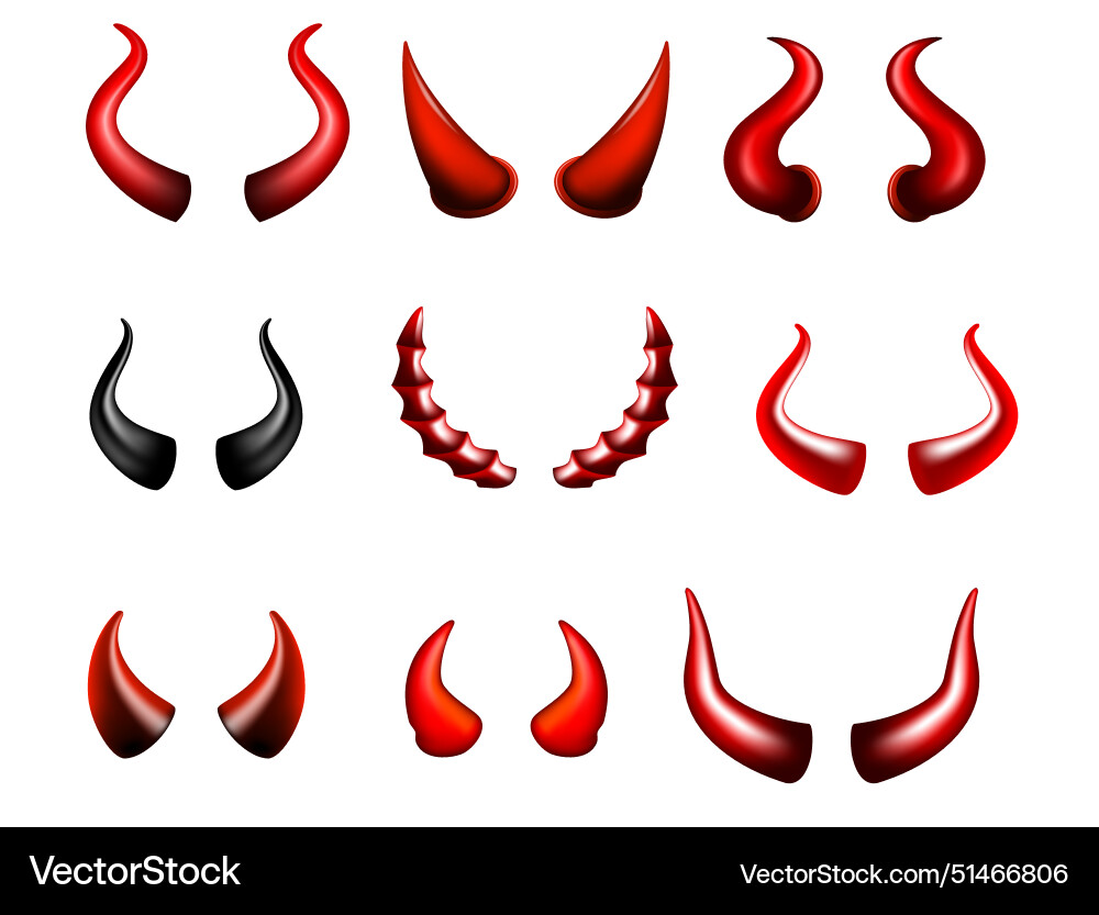 Set of realistic horn isolated eps Royalty Free Vector Image