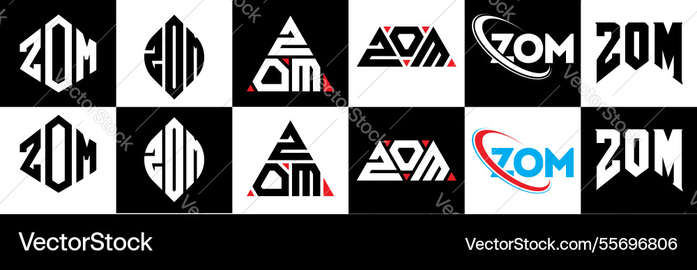 Zom letter logo design in six style polygon Vector Image