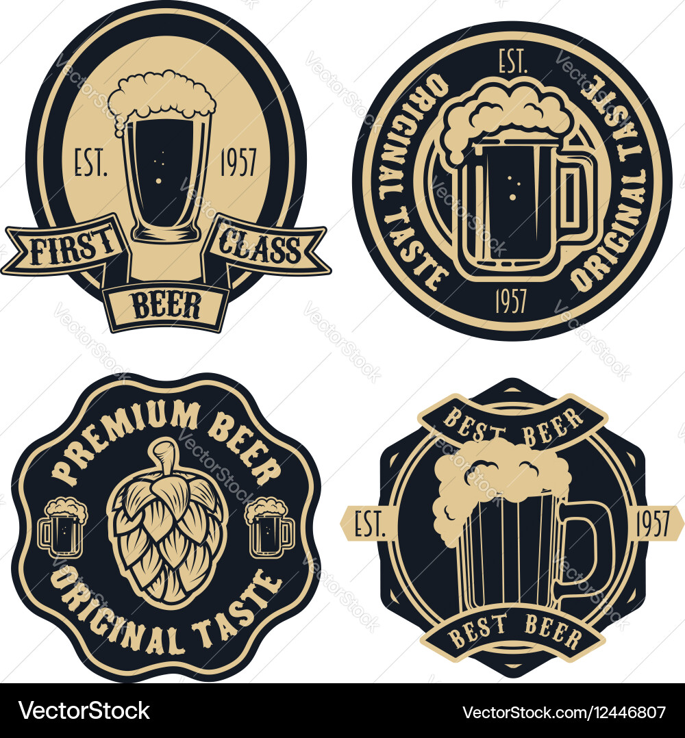 Beer labels vintage craft retro design Royalty Free Vector