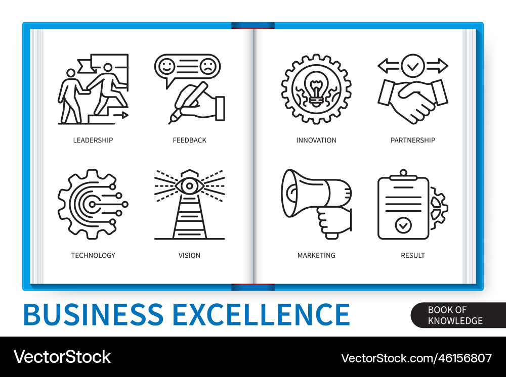 Business excellence infographics linear elements Vector Image