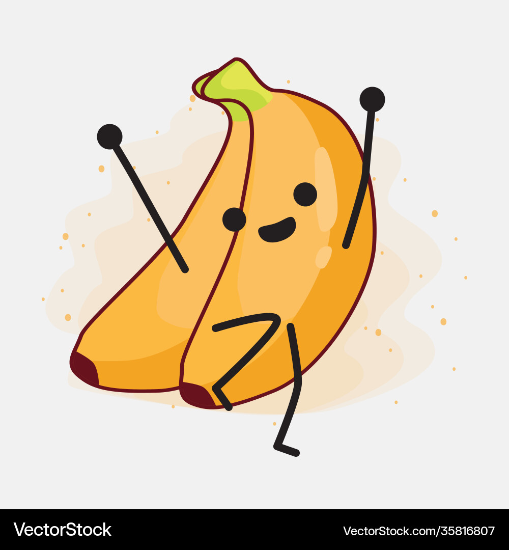 Cute banana fruit character Royalty Free Vector Image