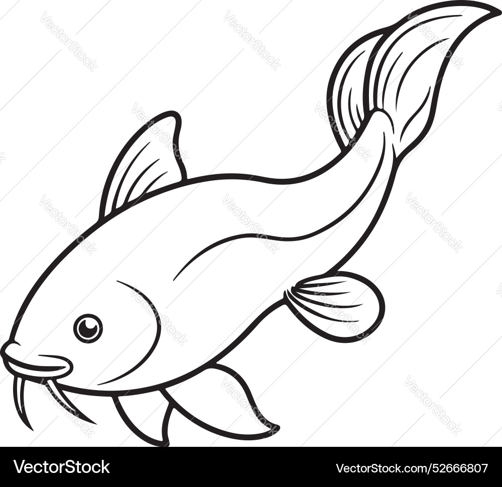 Cute cartoon catfish Royalty Free Vector Image
