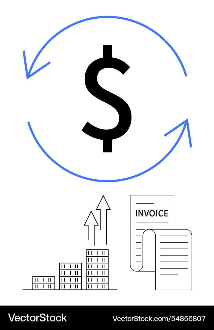 Dollar-Zeichen mit Pfeil-Bar-Diagramm und Rechnung
