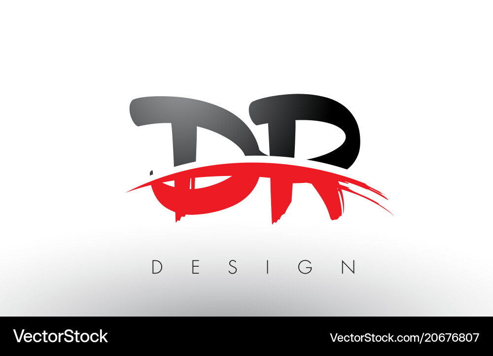 Dr d r brush logo letters with red and black Vector Image