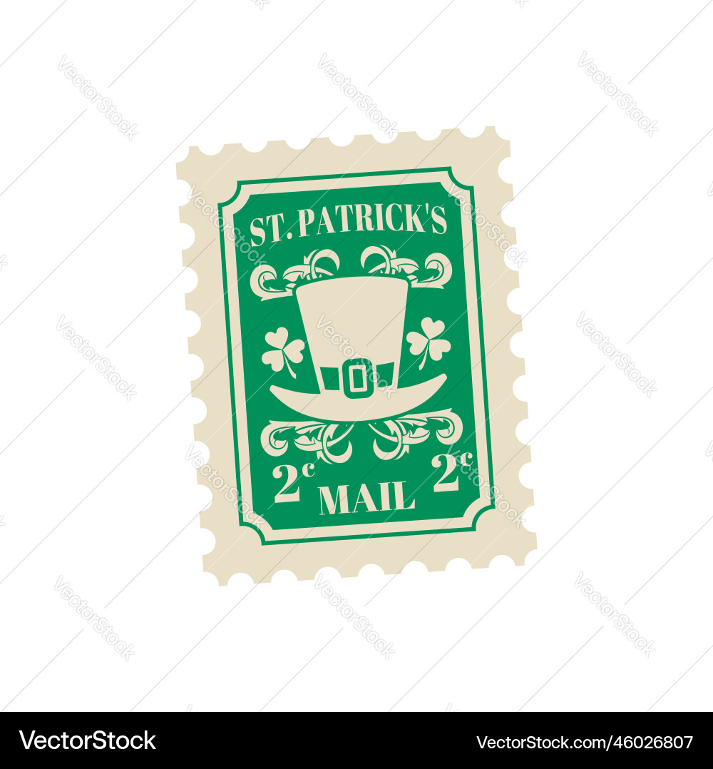 Saint patrick day celebration postcard stamp Vector Image