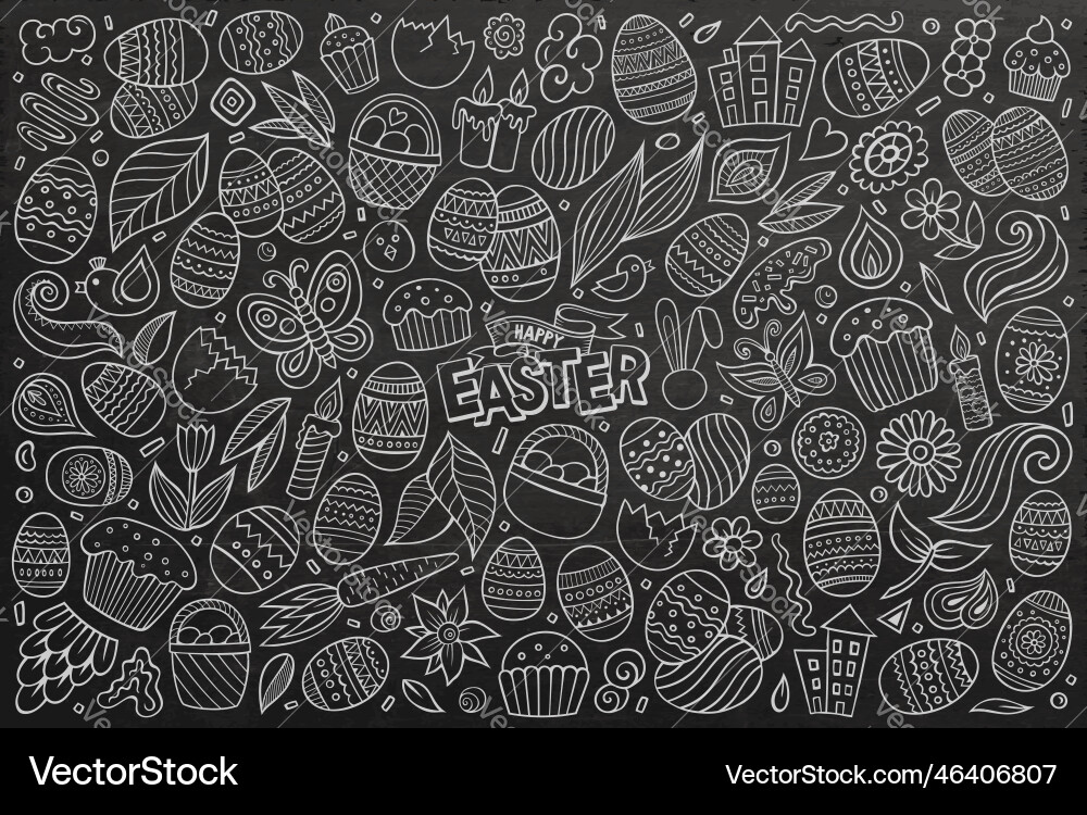 Set of easter theme items objects and symbols Vector Image