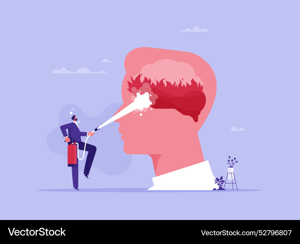 Therapy to cool down burning mind or anger concept