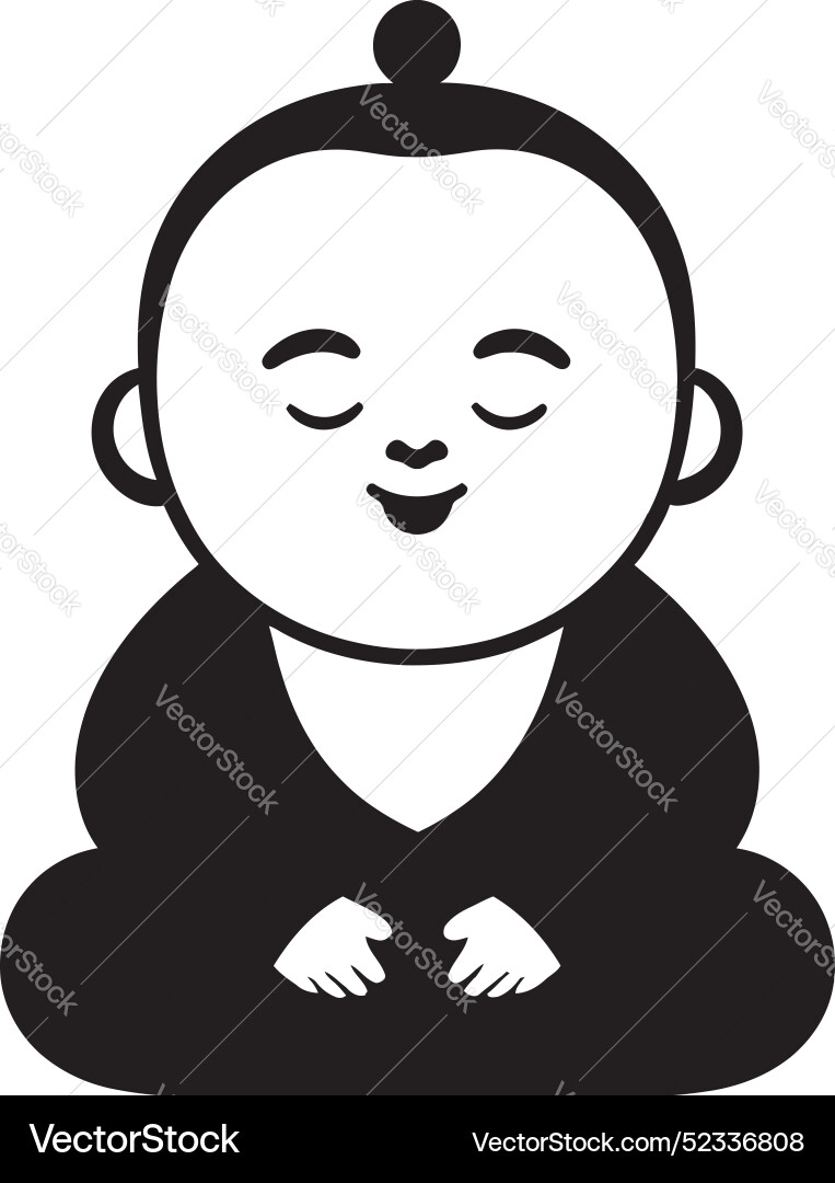 Buddha bambino cartoon kid emblem tiny Royalty Free Vector