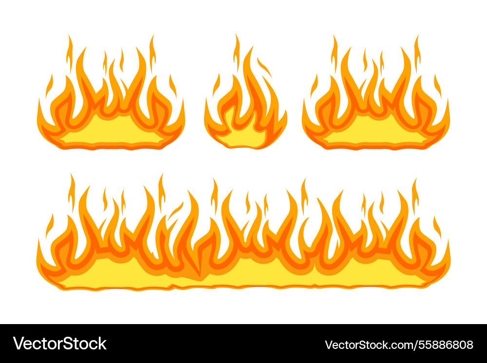 Cartoon fire borders flame frame blazing elements Vector Image