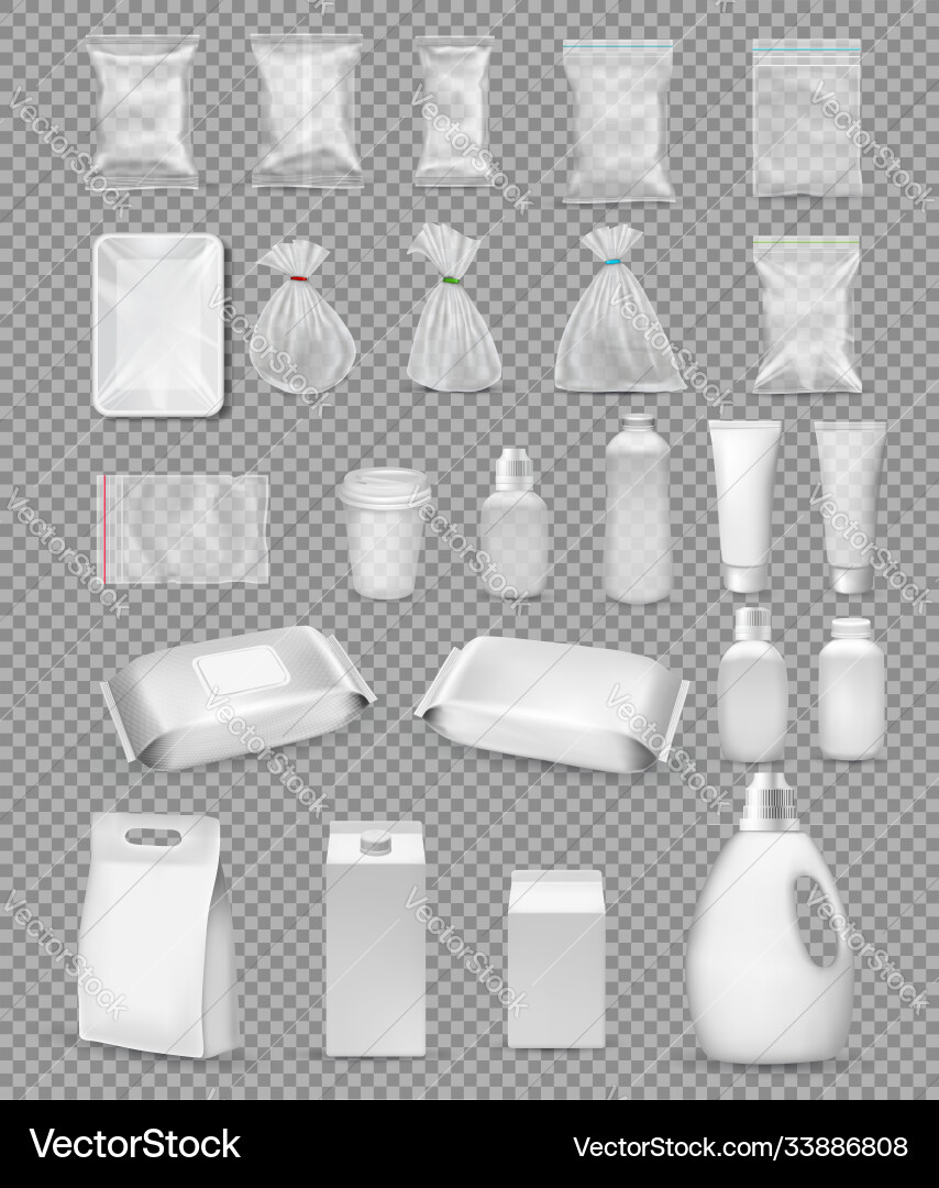 Collection polypropylene plastic packaging Vector Image
