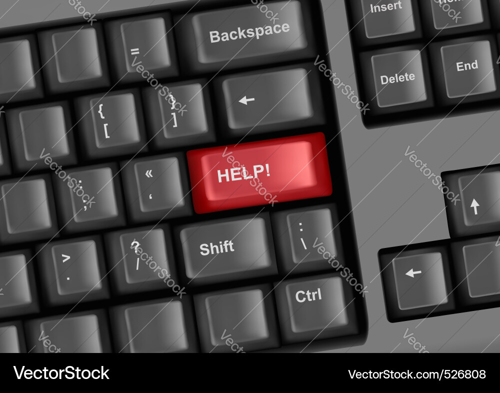 Keyboard with help Royalty Free Vector Image - VectorStock
