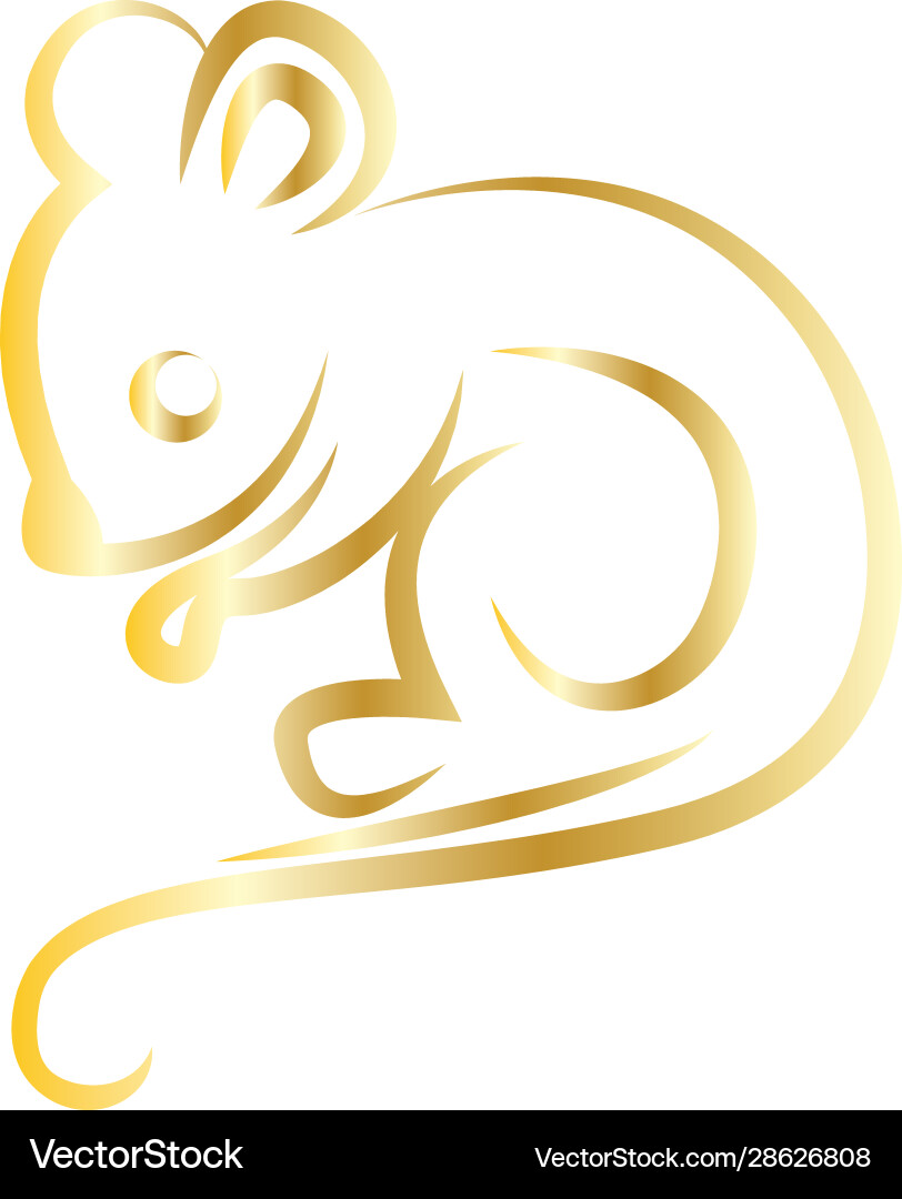 Outline a cute golden rat Royalty Free Vector Image