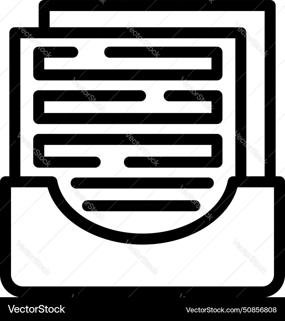 Paper tray icon outline office storage Royalty Free Vector