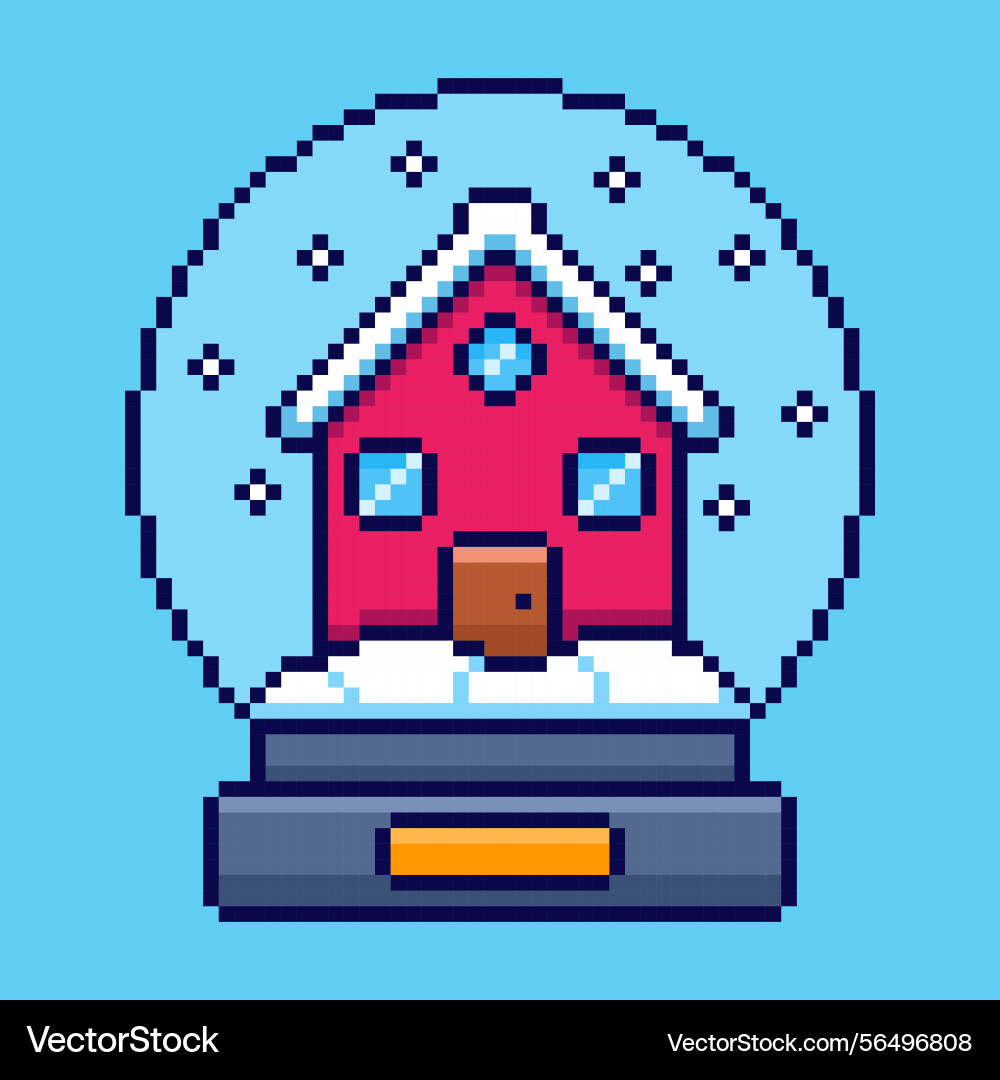 Pixel art snow globe house game asset design Vector Image
