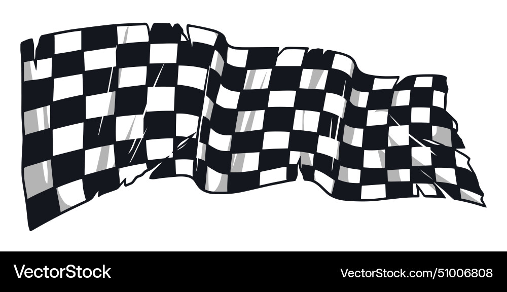 Racing flag vintage emblem monochrome Royalty Free Vector