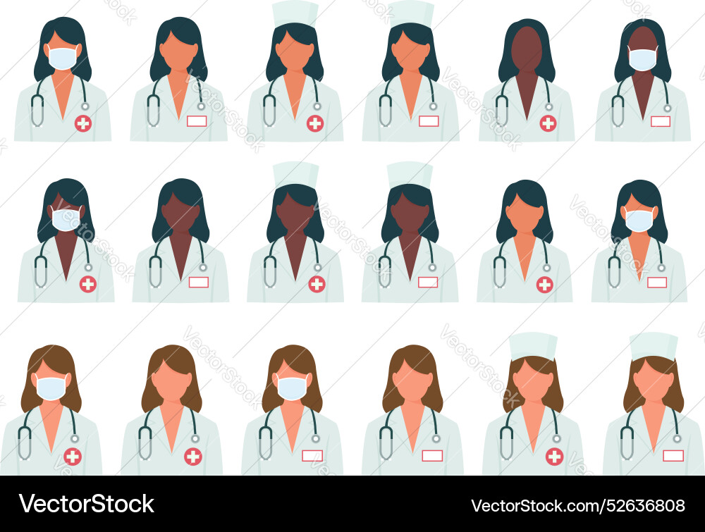 Set of nurse Royalty Free Vector Image - VectorStock