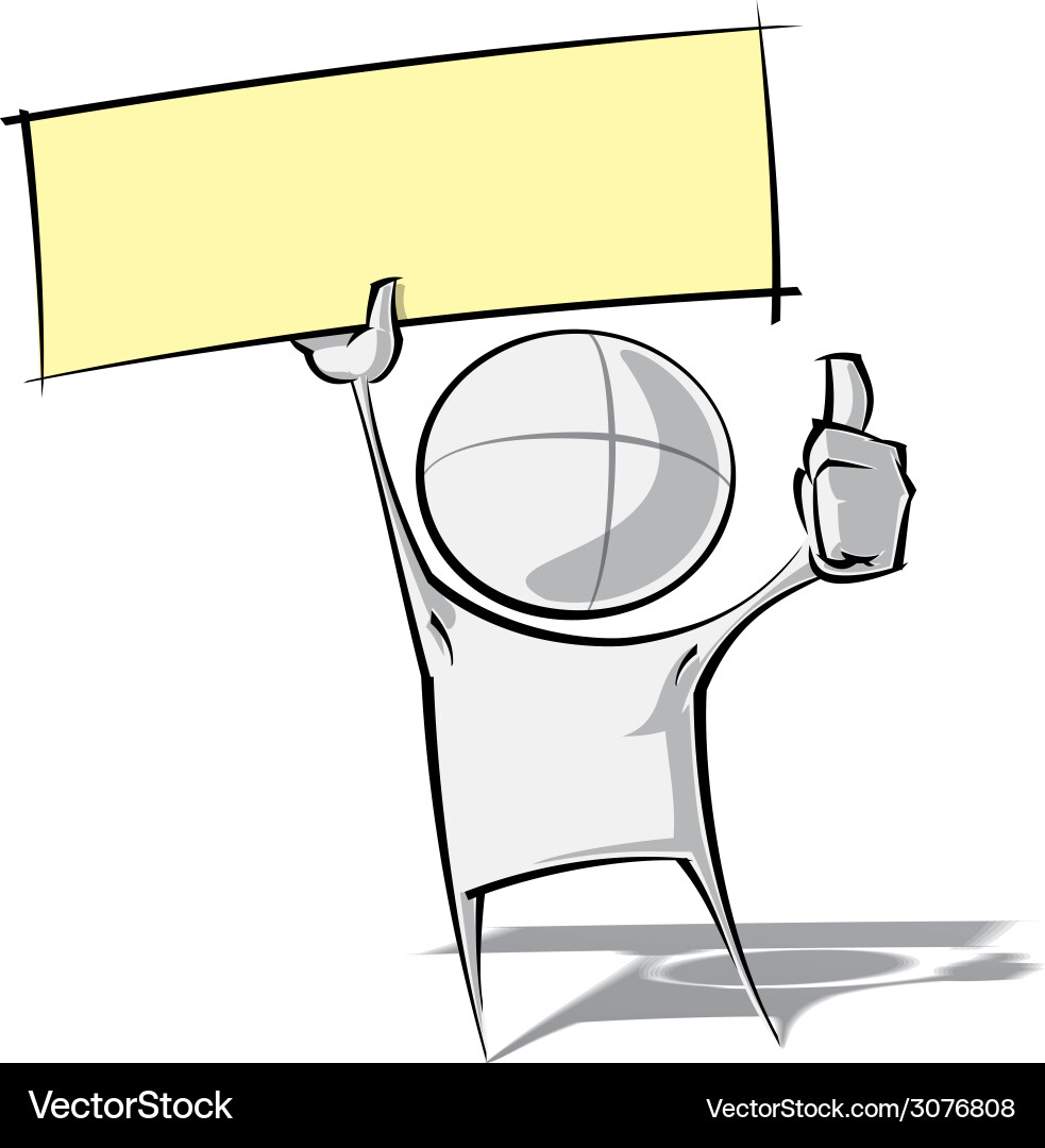 Simple people thumbs up label Royalty Free Vector Image