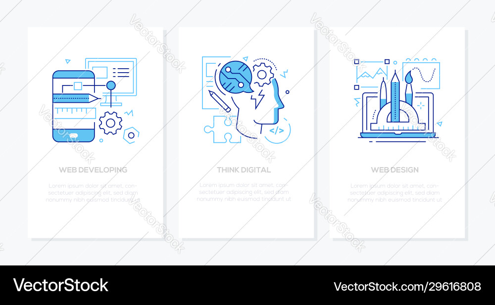 Think digital - line design style banners Vector Image