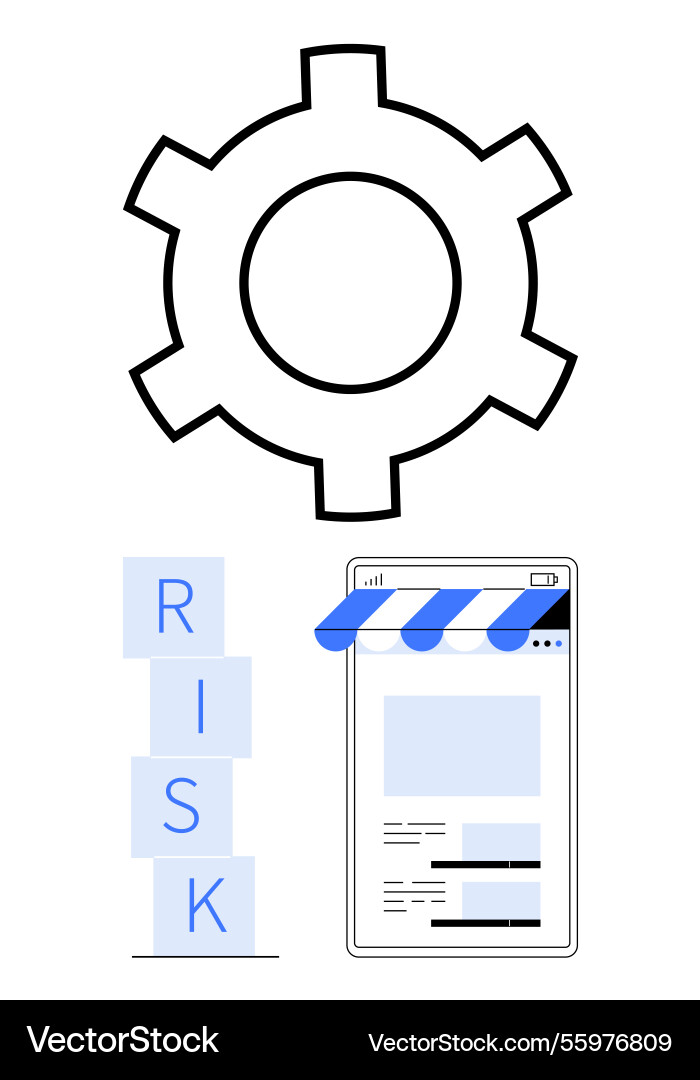 Gear risk blocks and online storefront Royalty Free Vector