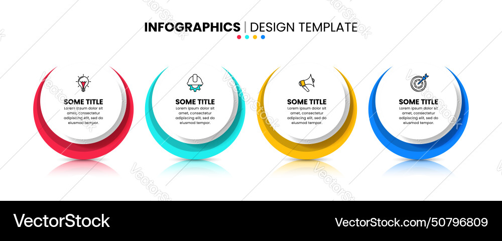 Infographic template standing circles with 4 steps