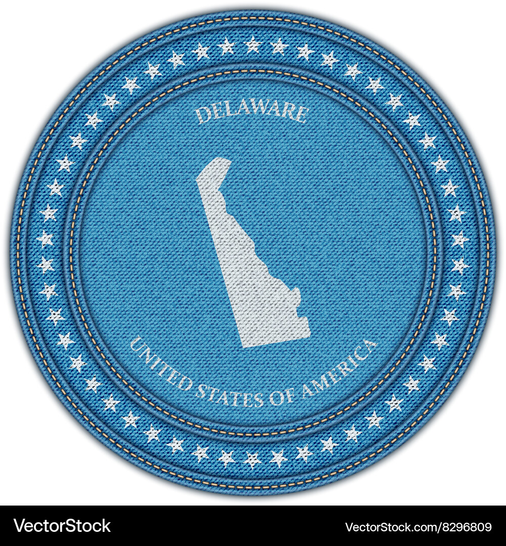 Label with map of delaware denim style Royalty Free Vector