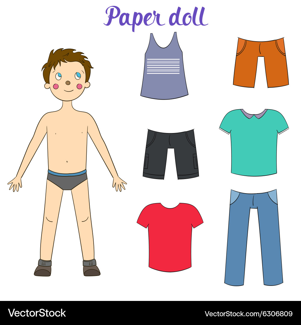 Paper Doll Boy Outfit Royalty Free Vector Image