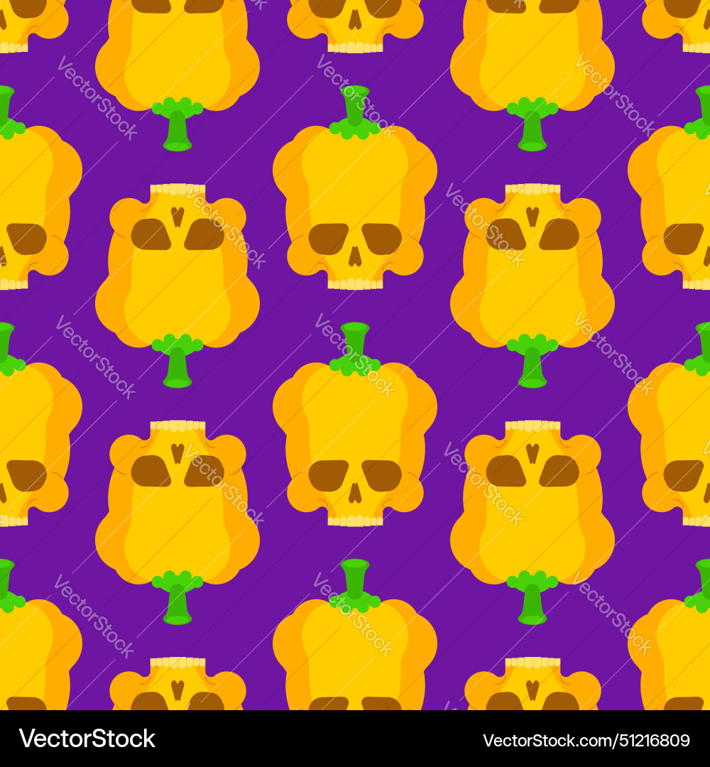 Skull bell pepper pattern seamless deadly scary Vector Image