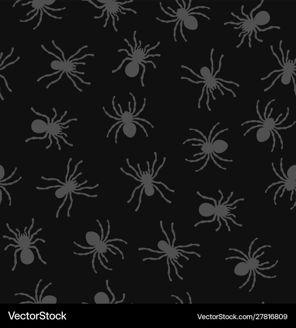 Spiders seamless pattern on black background Vector Image