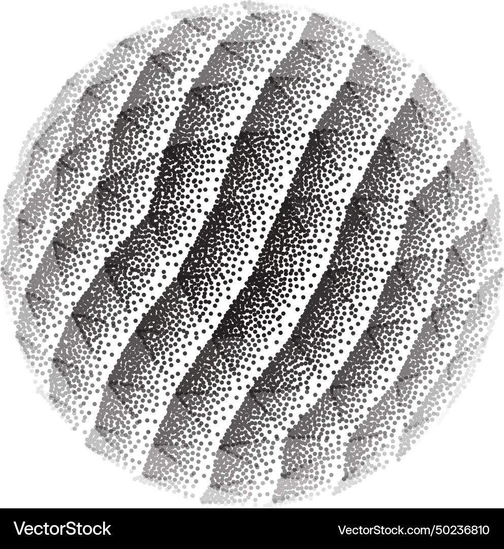 Abstract striped sphere with dotted halftone Vector Image