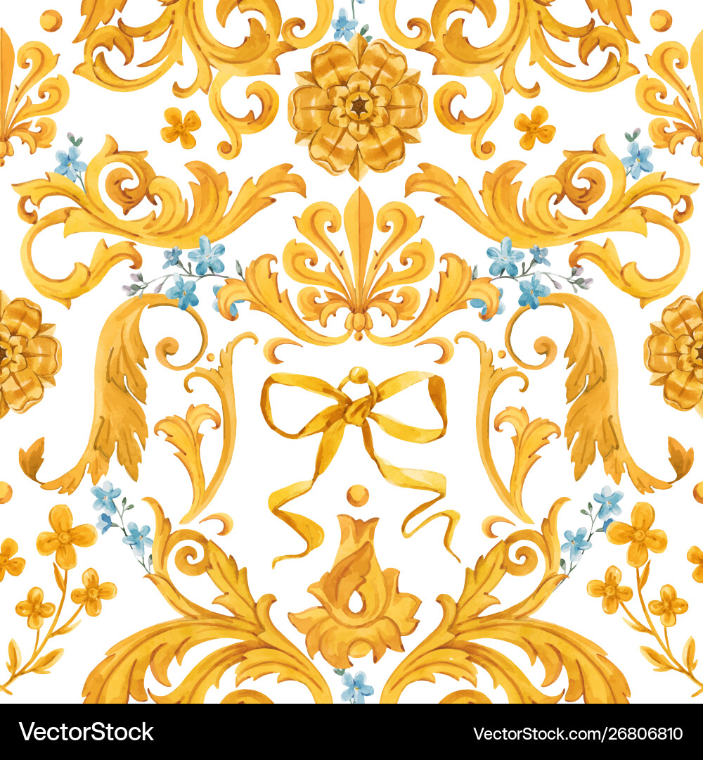 Golden Baroque Floral Pattern Royalty Free Vector Image
