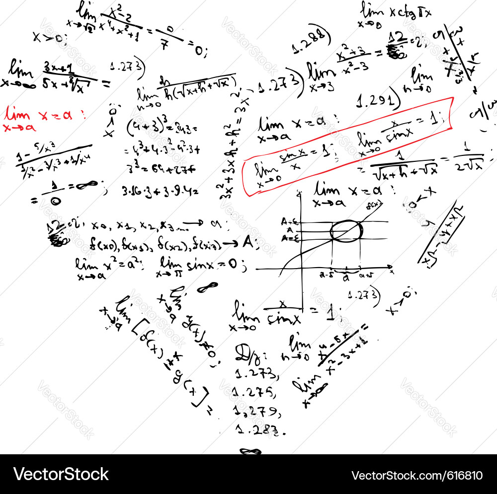 Heart shape with math formulas Royalty Free Vector Image