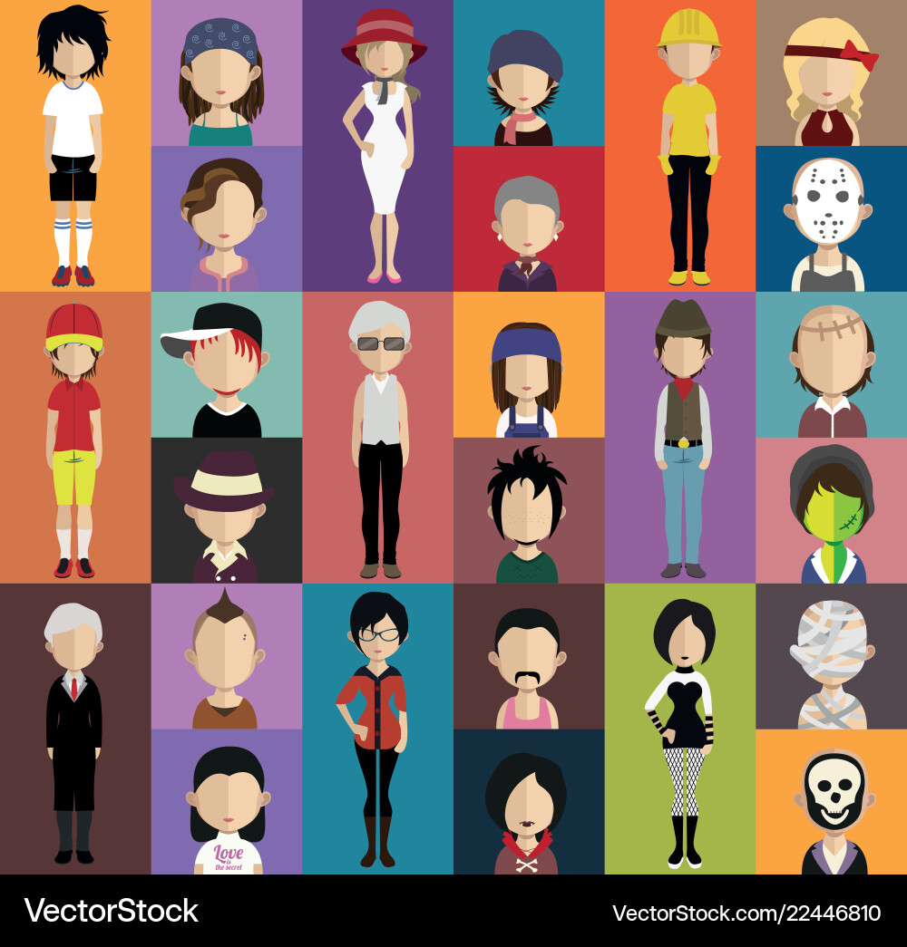 People avatar with full body and torso variations Vector Image