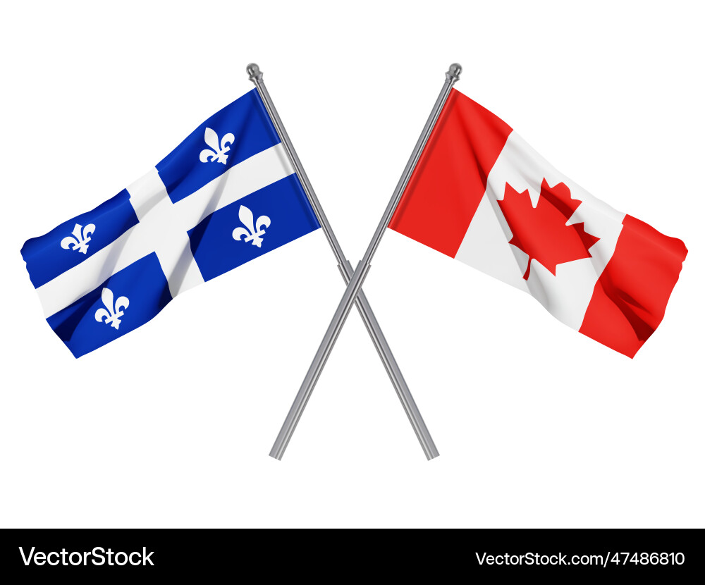 Quebec and canada crossed flags eps10 Royalty Free Vector