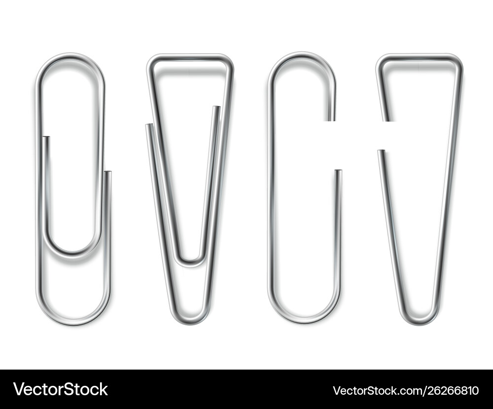Realistic Paperclip Set - Office Supplies Vector Image