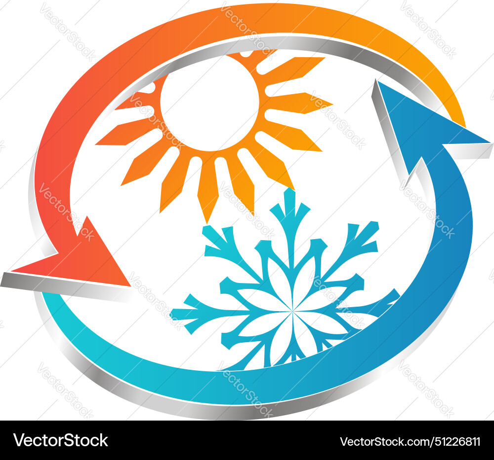 Arrows sun and snowflake air conditioning Vector Image