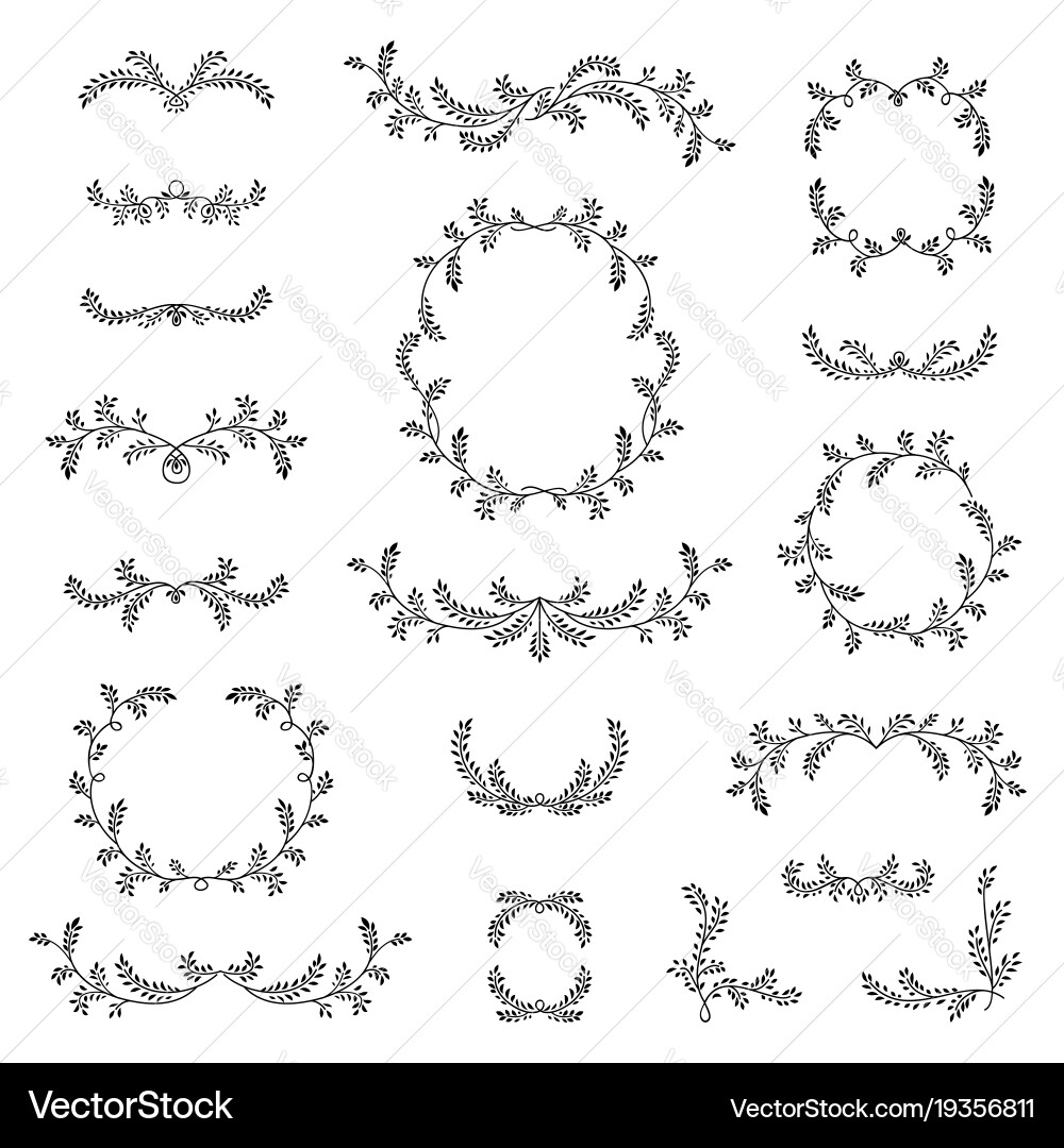 Floral Wreath Border Collection Royalty Free Vector Image