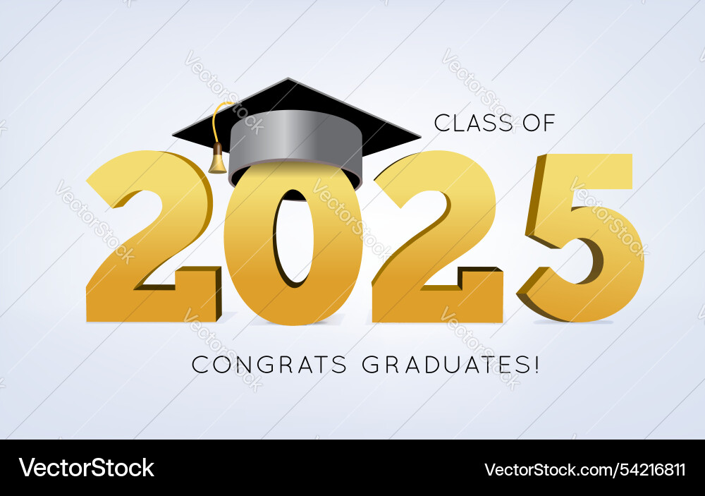 Graduation Class of 2025 - Cap & Diploma Vector Image