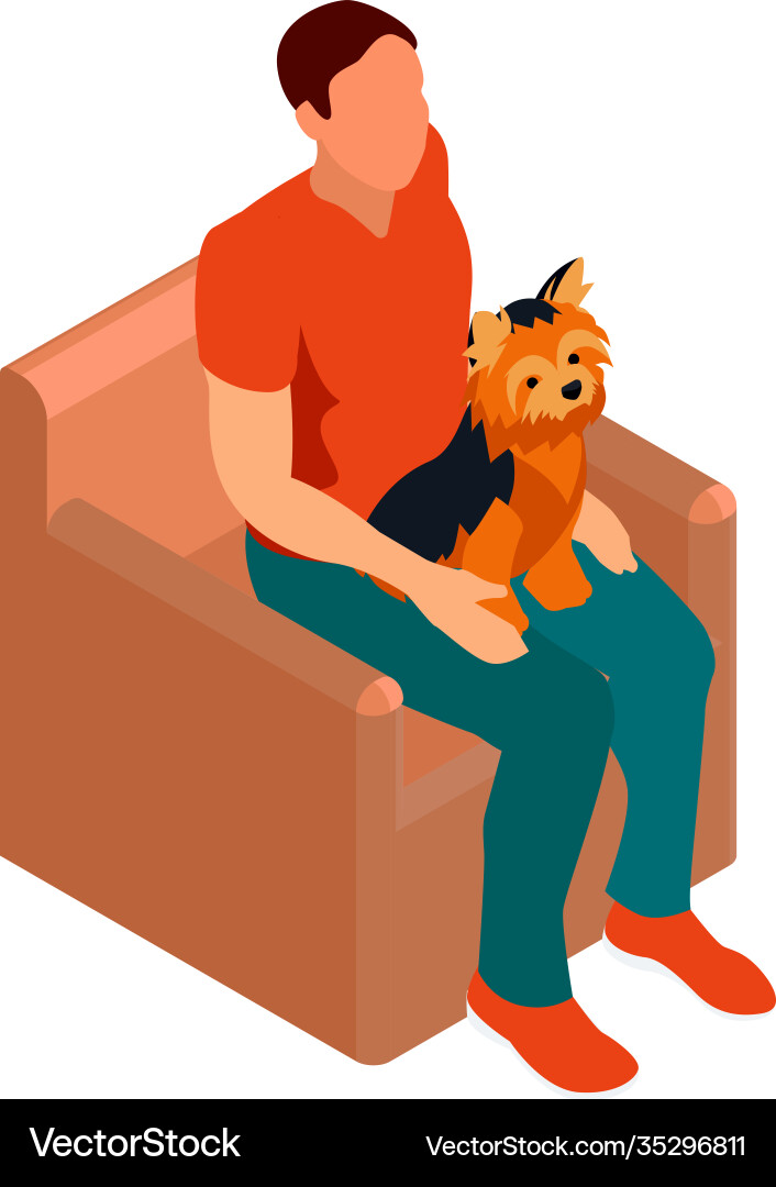 Master with dog composition Royalty Free Vector Image