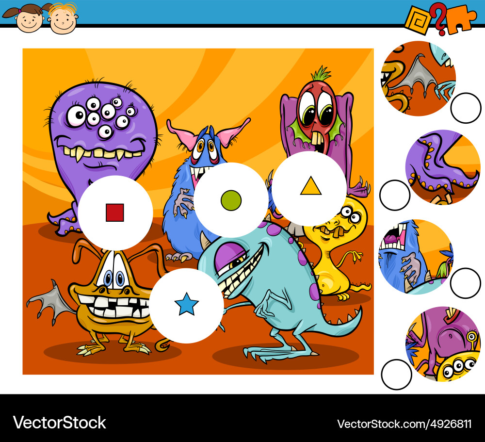 Match pieces game cartoon Royalty Free Vector Image