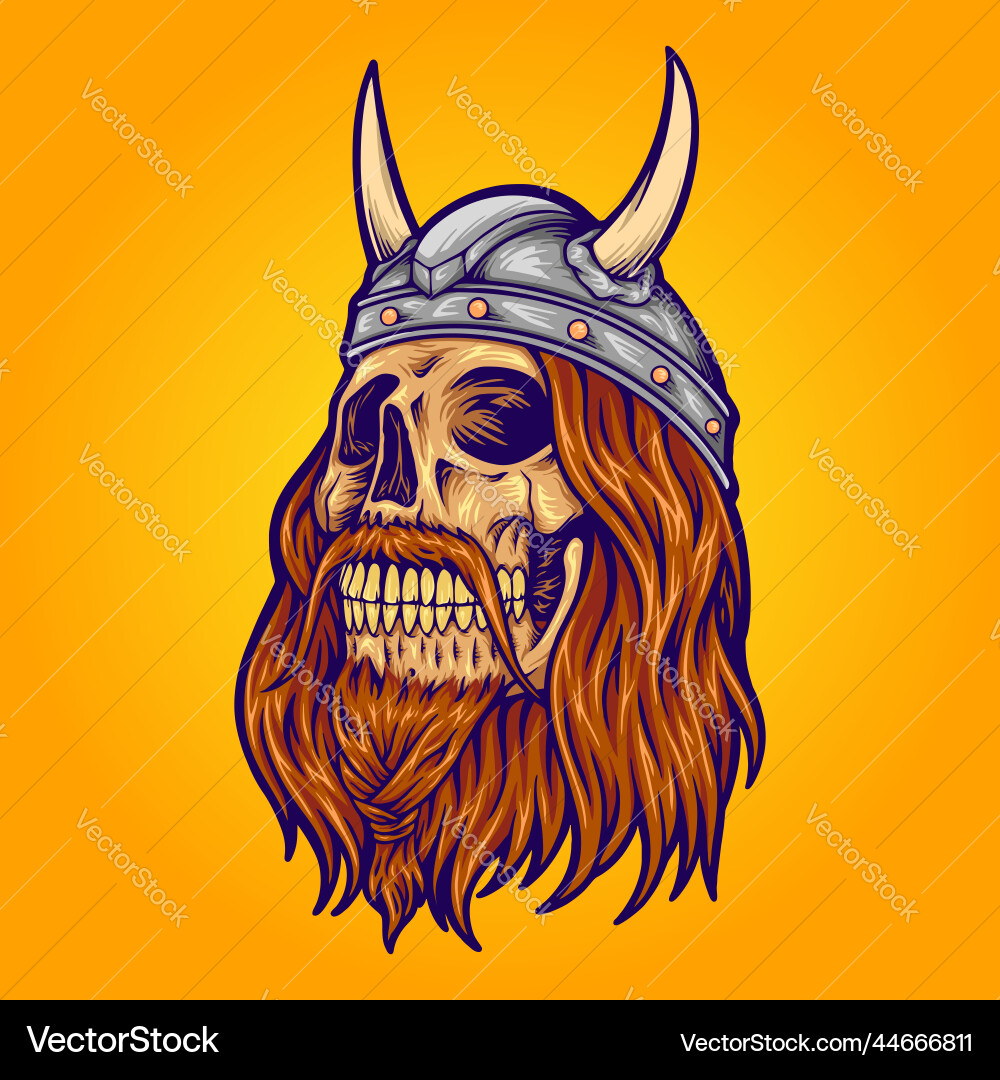 Old man skull viking Royalty Free Vector Image