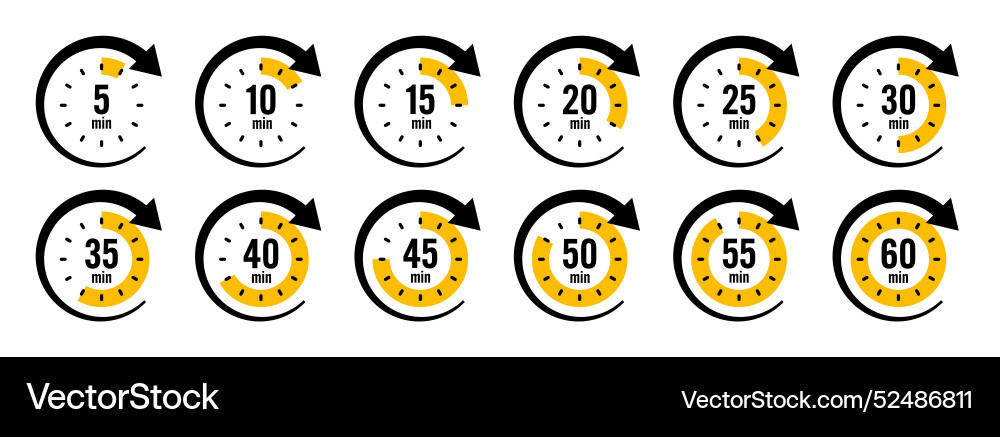 Stopwatch icons with pointer arrow colorful Vector Image