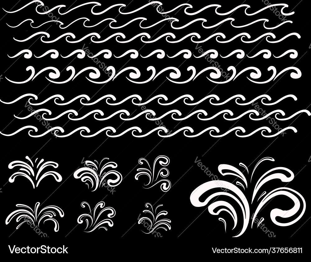 Water wave set Royalty Free Vector Image - VectorStock