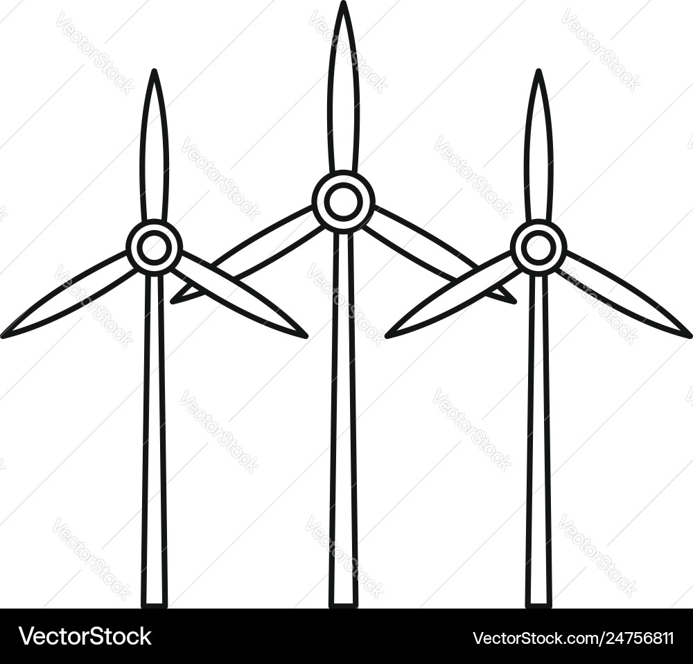 Wind turbine icon outline style Royalty Free Vector Image