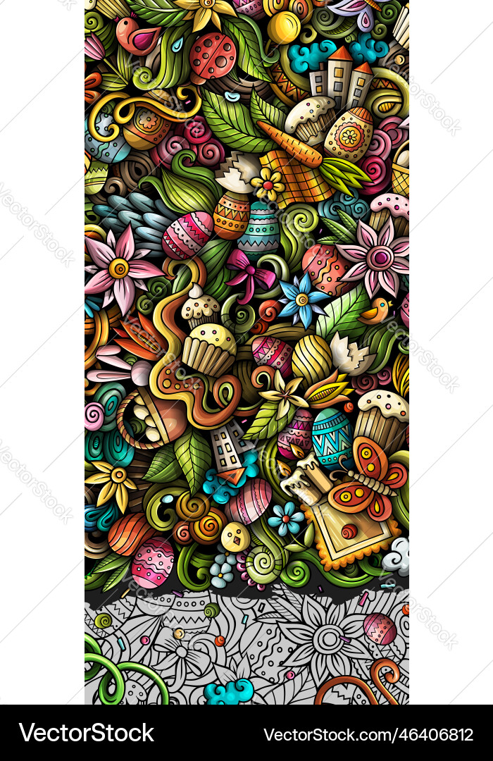 Cartoon doodles happy easter banner Royalty Free Vector