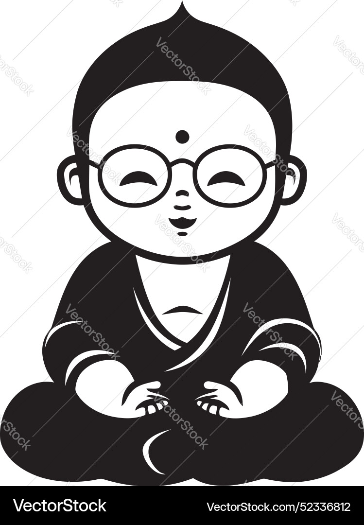 Enlightened infant cartoon zen icon chibi Vector Image