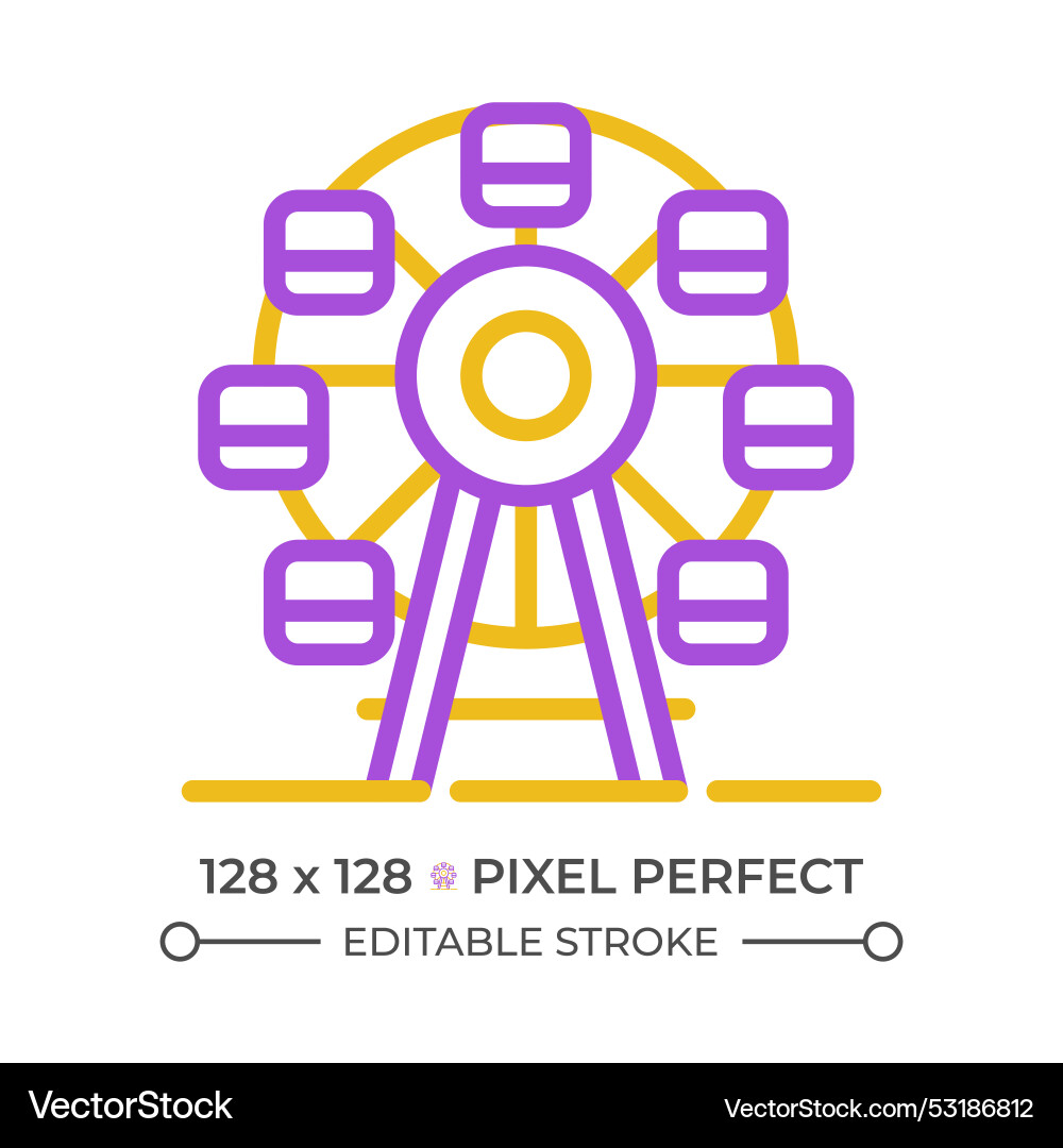 Ferris wheel pixel perfect two color line icon Vector Image