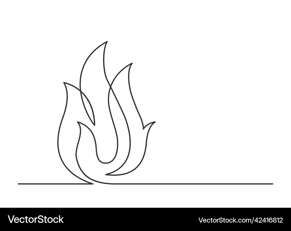 Fire one line Royalty Free Vector Image - VectorStock