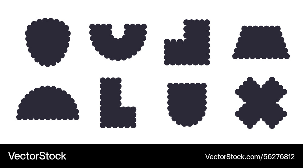 Frames scalloped corrugated shapes set Royalty Free Vector
