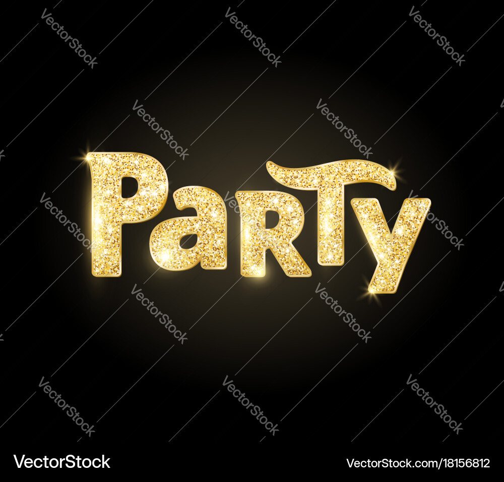 Glitter Party Word Art - Sparkling Celebration Vector Image