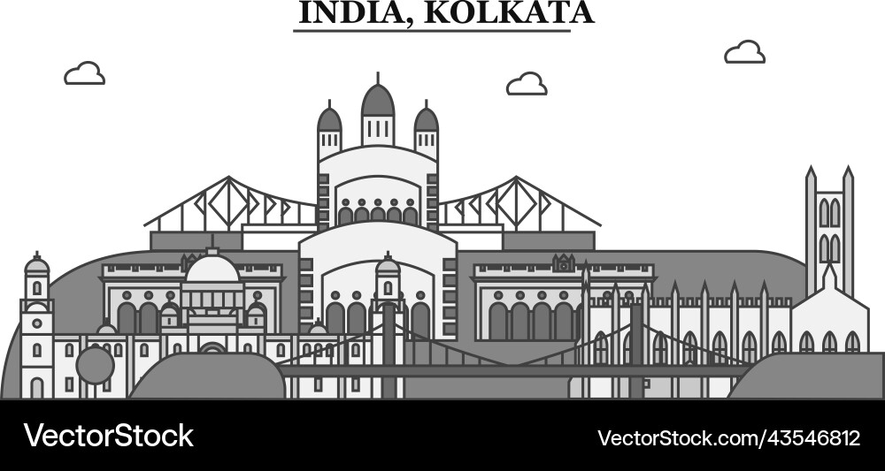 India kolkata city skyline isolated Royalty Free Vector